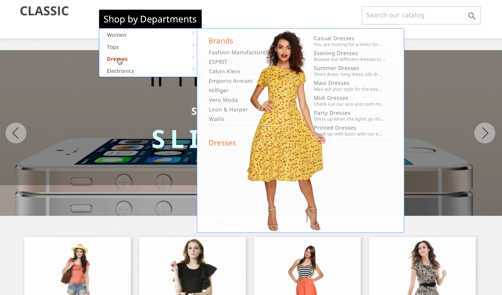 Shop Departments Menu (amazon style) - Flagon - Digital Marketplace